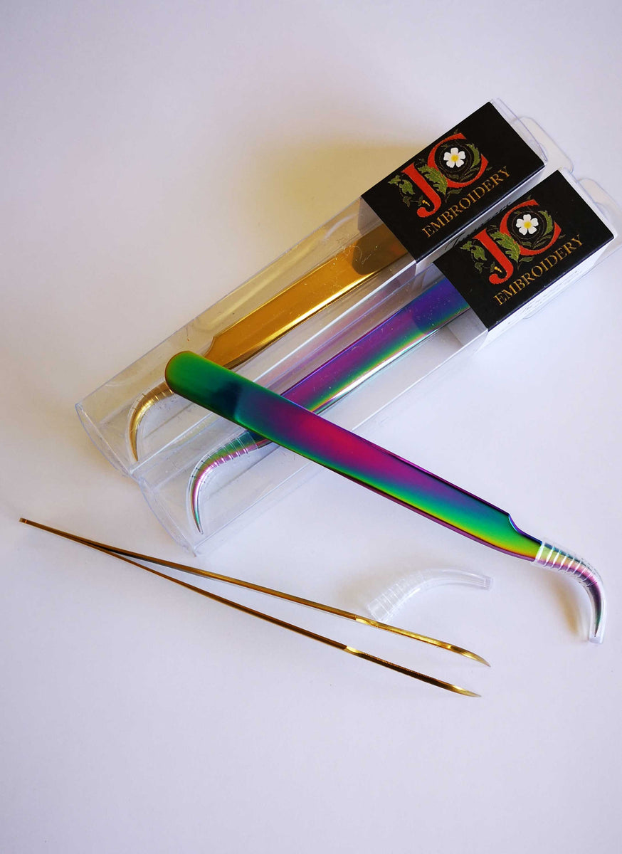 Tweezers - fine tip, angled – JC Embroidery NZ