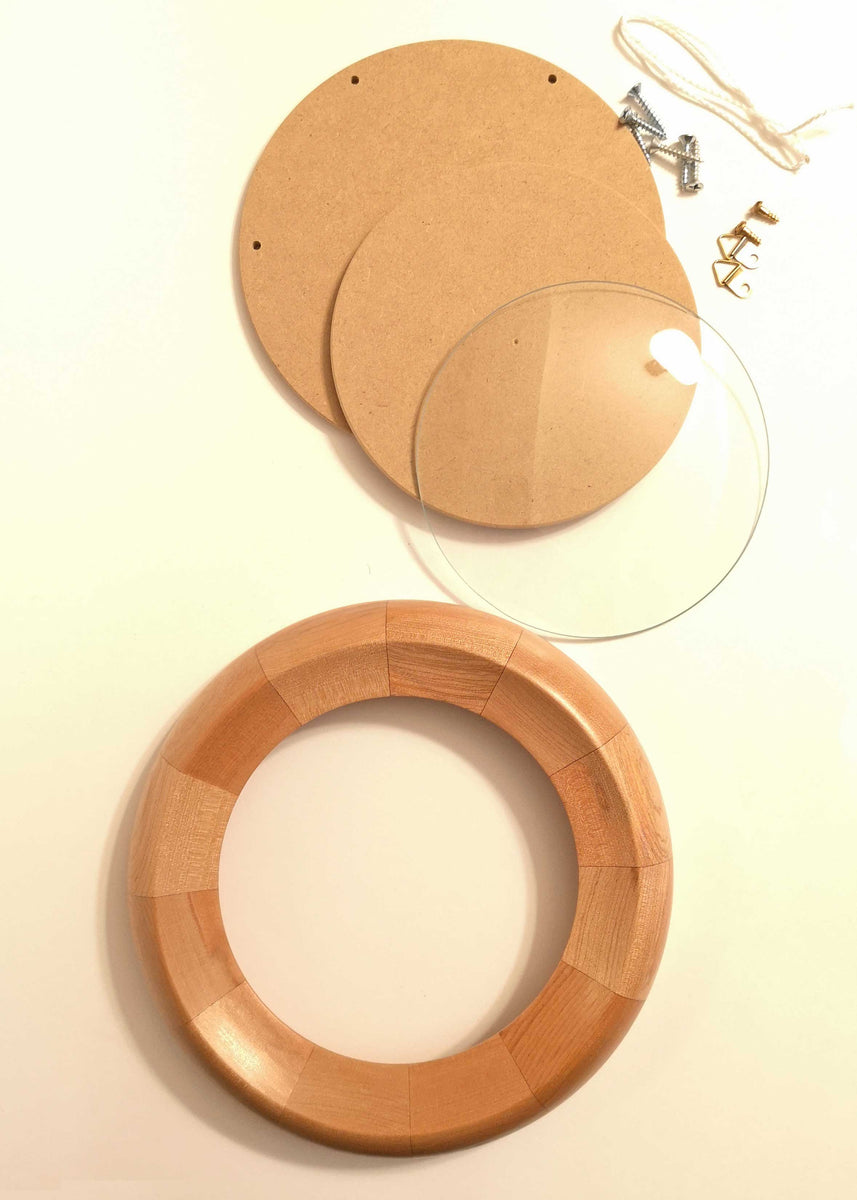 Small Round Wooden Frame with glass insert (SML-g) – JC Embroidery NZ